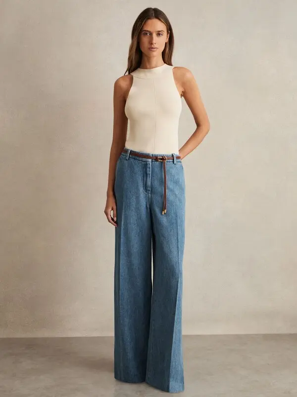 REISS Reed Denim-look Wide-leg Trousers