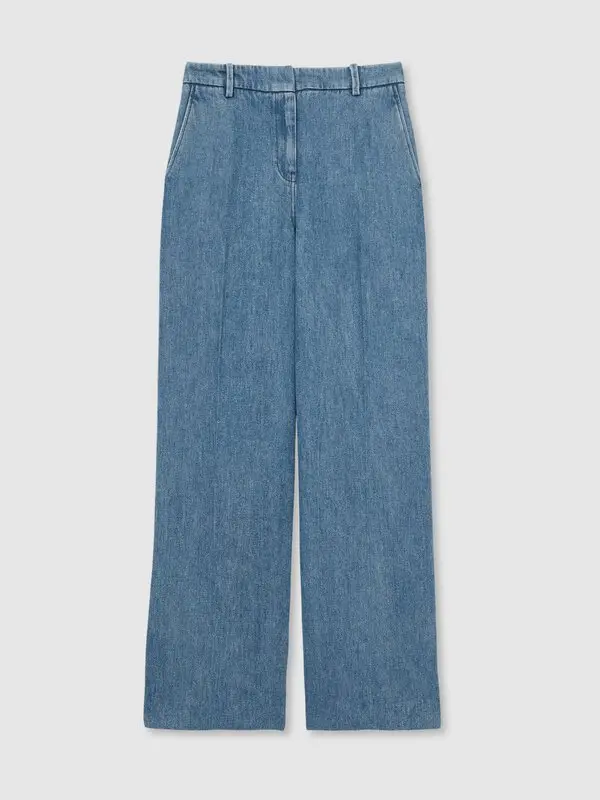 REISS Reed Denim-look Wide-leg Trousers
