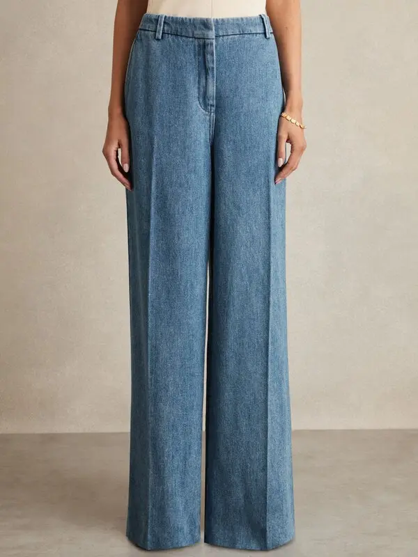 REISS Reed Denim-look Wide-leg Trousers
