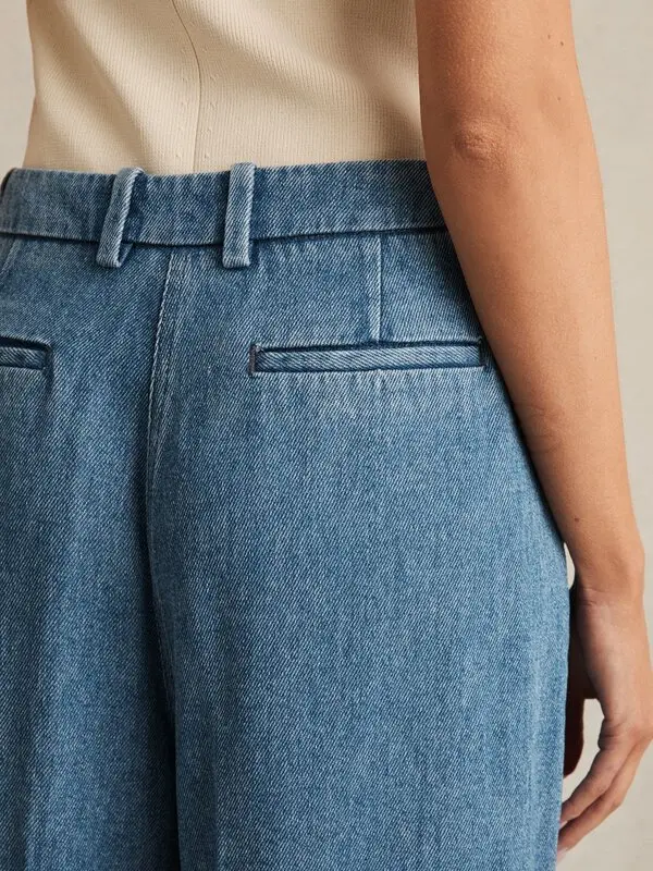 REISS Reed Denim-look Wide-leg Trousers