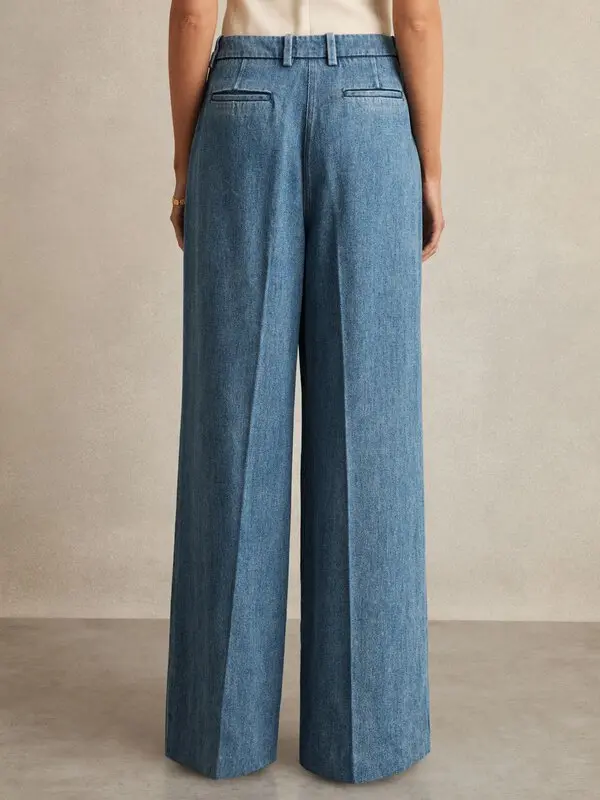 REISS Reed Denim-look Wide-leg Trousers