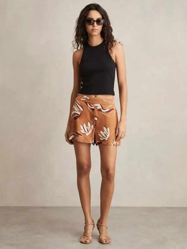 REISS Sammie Printed Twill Shorts