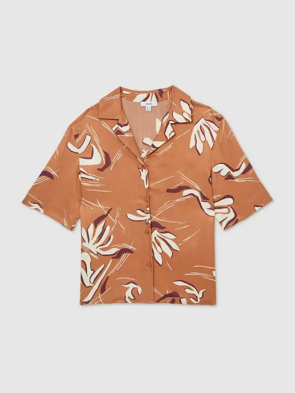 REISS Sandy Printed Cuban-collar Shirt