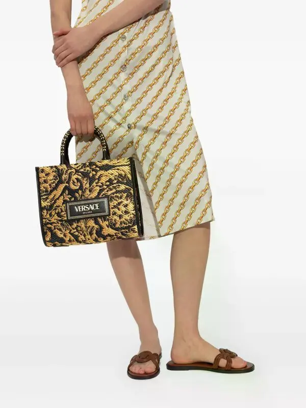 Versace Small Barocco Athena Raffia Tote