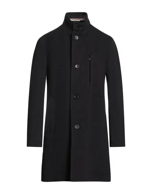 BOSS Single-breasted Flannel Coat - Blue