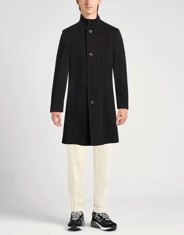 BOSS Single-breasted Flannel Coat - Blue