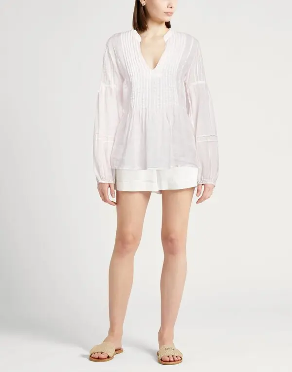 120% Lino Linen Pleated Blouse - Pink