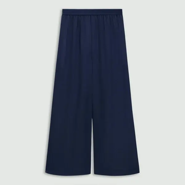 Theory Wide-leg Pant In Silk Georgette - Deep Navy