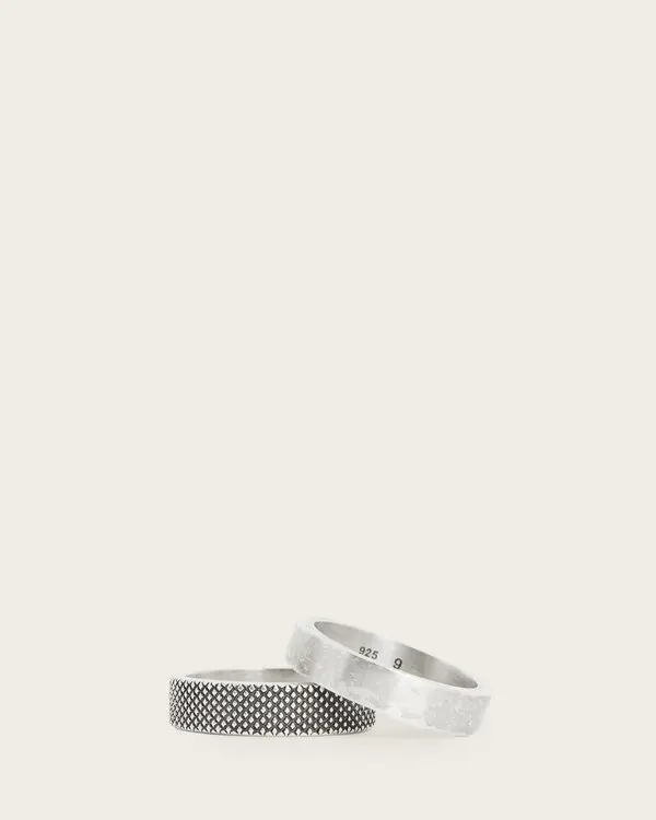 ALLSAINTS Mars Tex Ring Set - Warm Silver