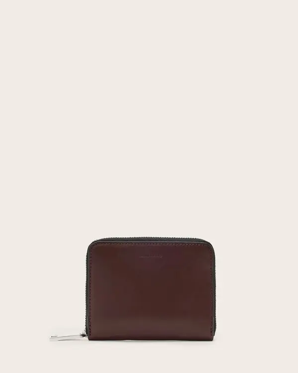 ALLSAINTS Lena Leather Zip Wallet - Red