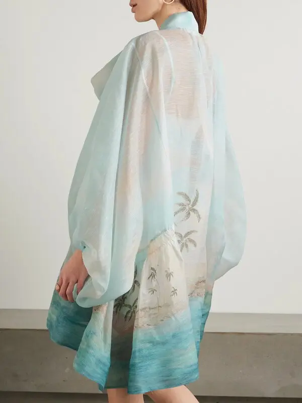 illuminate billow mini dress Zimmermann Illuminate Billow Mini Dress in Blue Seascape