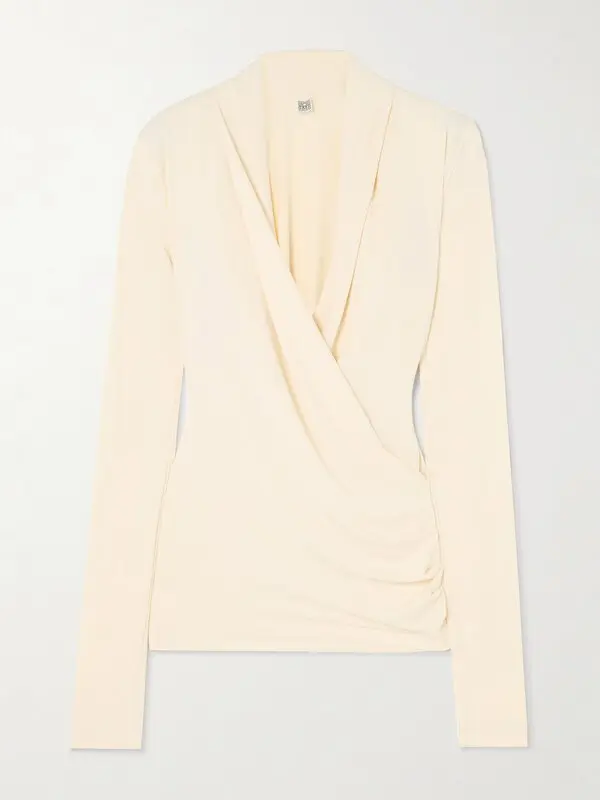 TOTÊME - TOTEME Wrap-effect Draped Stretch-jersey Top