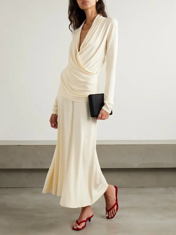 TOTÊME - TOTEME Wrap-effect Draped Stretch-jersey Top