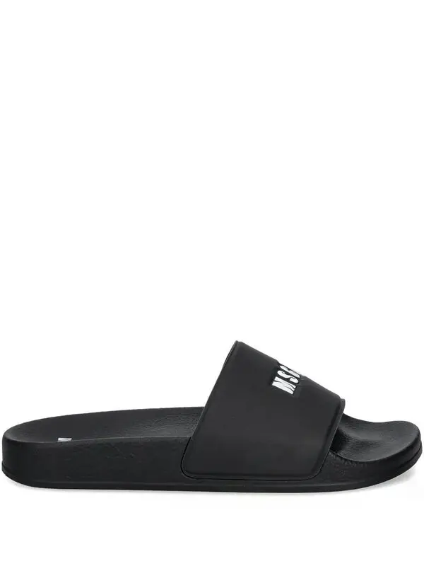 MSGM Logo-embossed Slides - Black