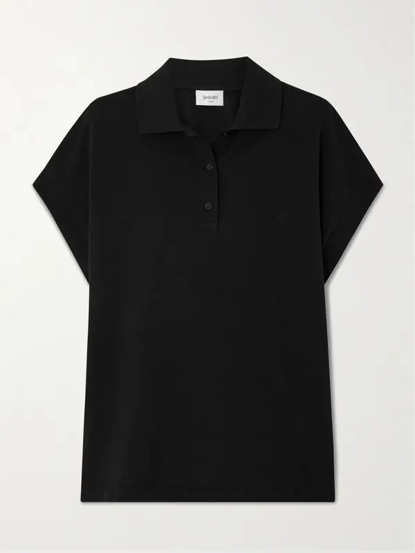 Saint Laurent Embroidered Cotton-blend Piqué Polo Shirt