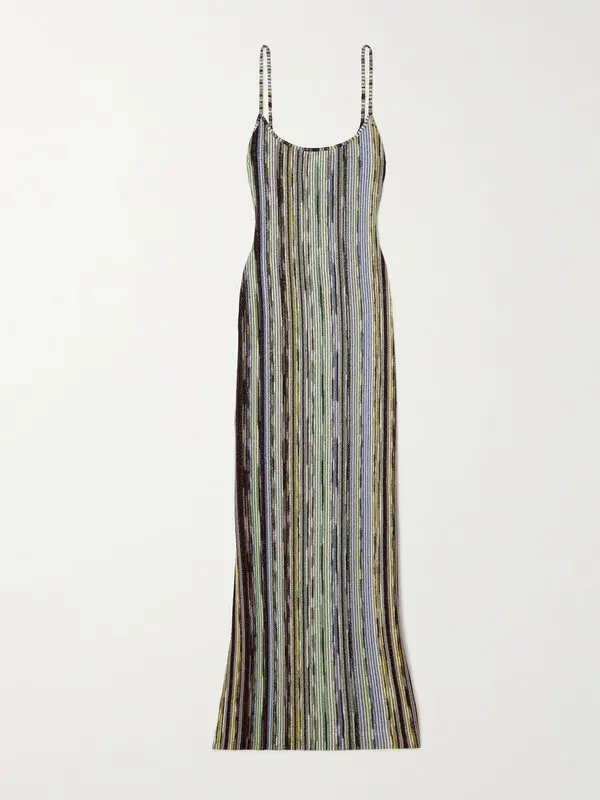 Missoni Striped Metallic Crochet-Knit Maxi Dress In Green - 50% Off |  Editorialist