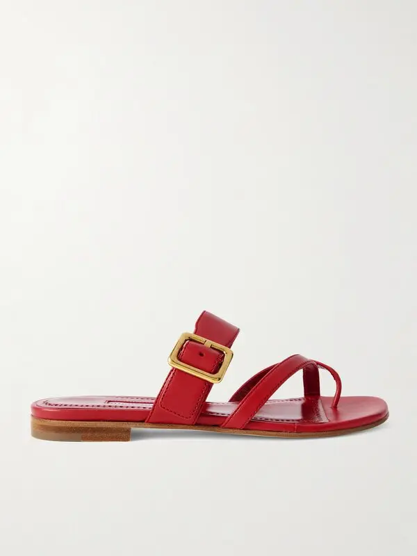 Manolo Blahnik Thalusa Leather Sandals - Red