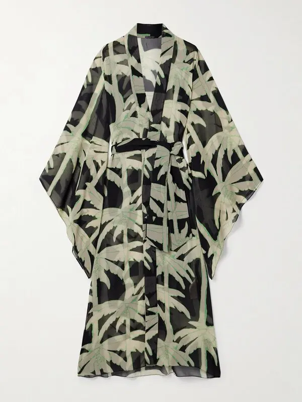 Johanna Ortiz The Passing Storm Printed Recycled-georgette Robe - Black
