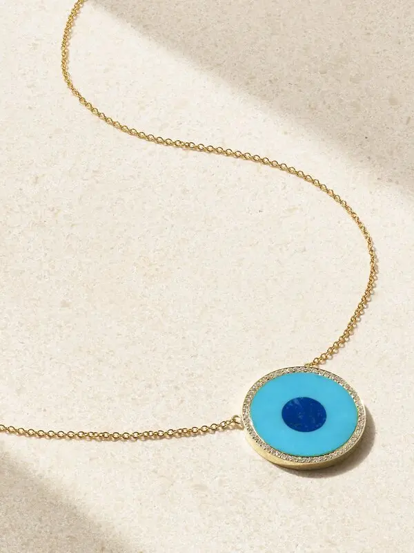 JENNIFER MEYER Evil Eye 18-karat Gold Multi-stone Necklace - Blue