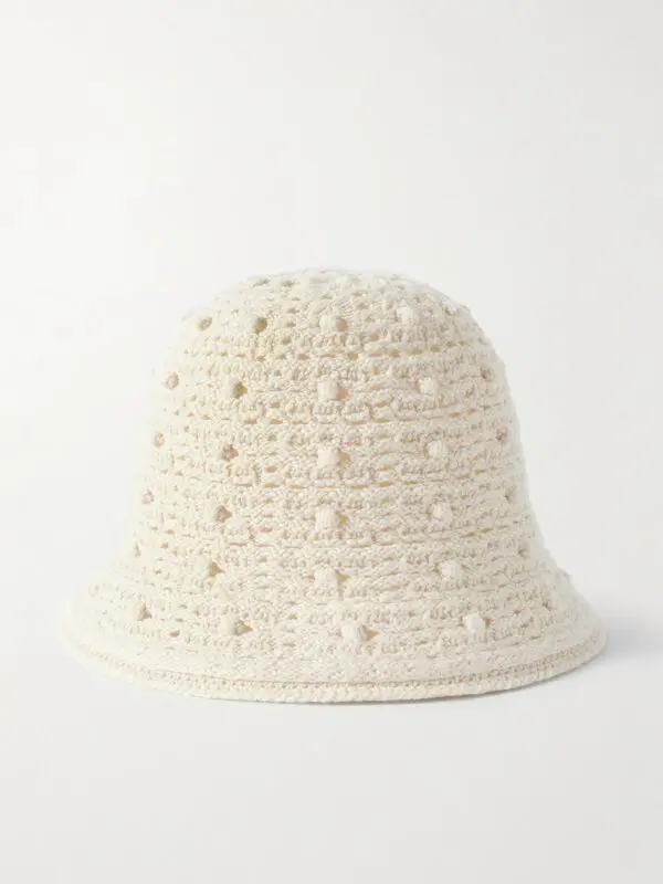 Loro Piana Arola Crocheted Cashmere-blend Bucket Hat - White