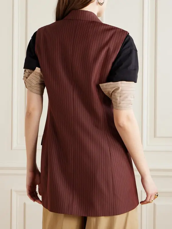 Dries Van Noten Striped Wool-Blend Twill Vest In Burgundy - 45 