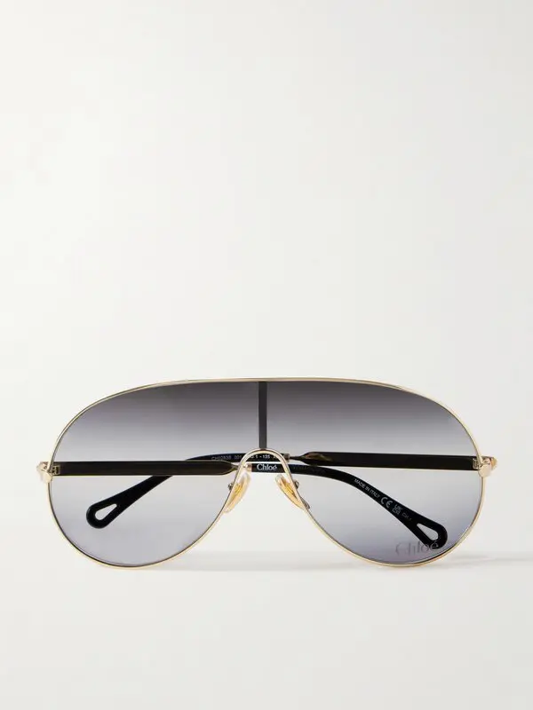 Chloé Aly Oversized Aviator-style Sunglasses - Gold