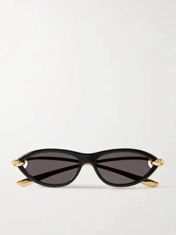 Bottega Veneta Knot Cat-eye Acetate And -tone Sunglasses - Gold