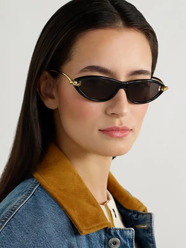 Bottega Veneta Knot Cat-eye Acetate And -tone Sunglasses - Gold