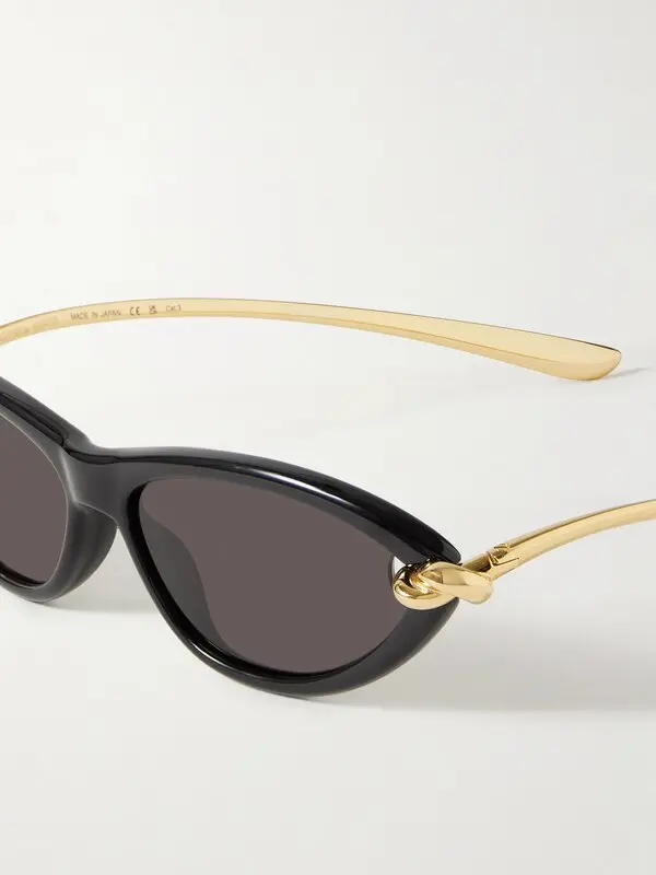Bottega Veneta Knot Cat-eye Acetate And -tone Sunglasses - Gold