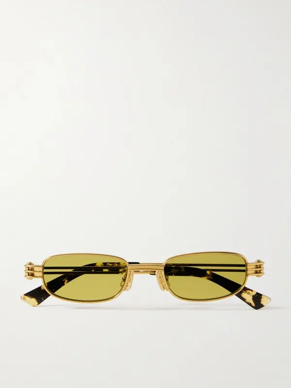 Bottega Veneta Rectangle-frame Sunglasses - Gold