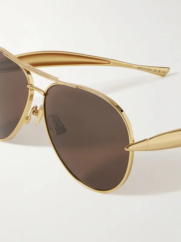 Bottega Veneta Sardine Aviator Sunglasses - Gold