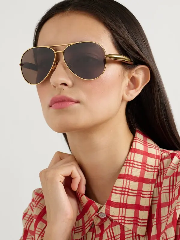Bottega Veneta Sardine Aviator Sunglasses - Gold