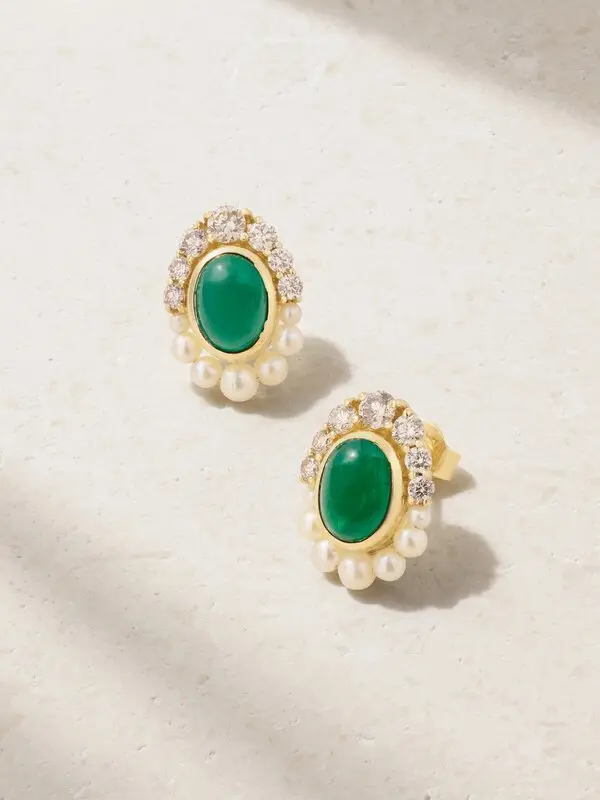 AMRAPALI LONDON Navratna 18-karat Gold Multi-stone Earrings - Green