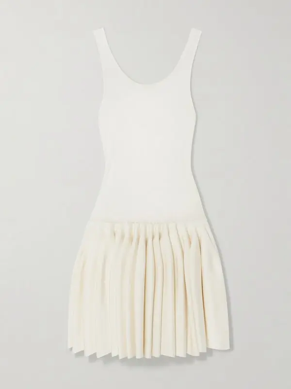 Alaïa Pleated Jersey And Stretch-knit Mini Dress - Ivory
