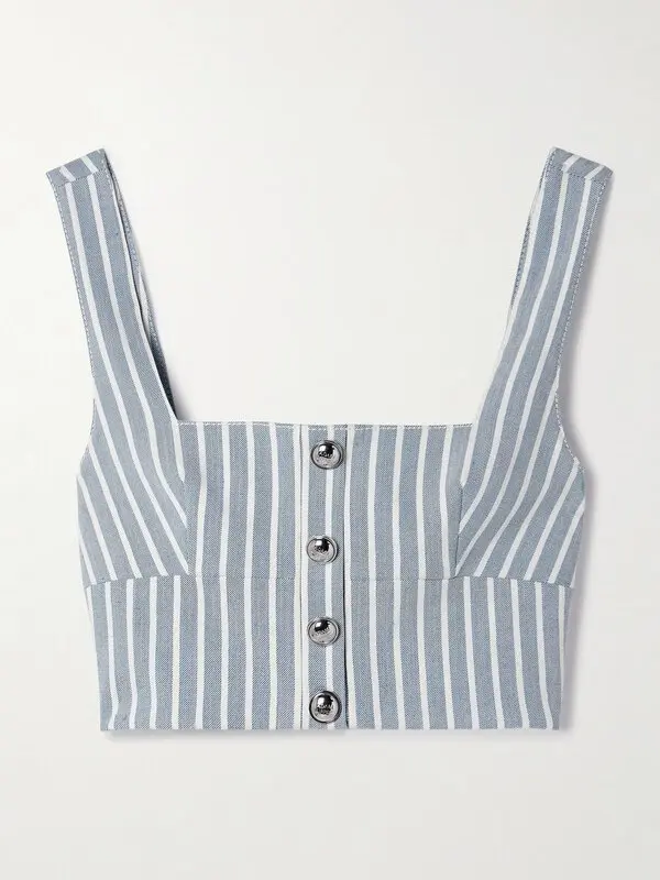 Adam Lippes Quinn Striped Denim Top - Blue