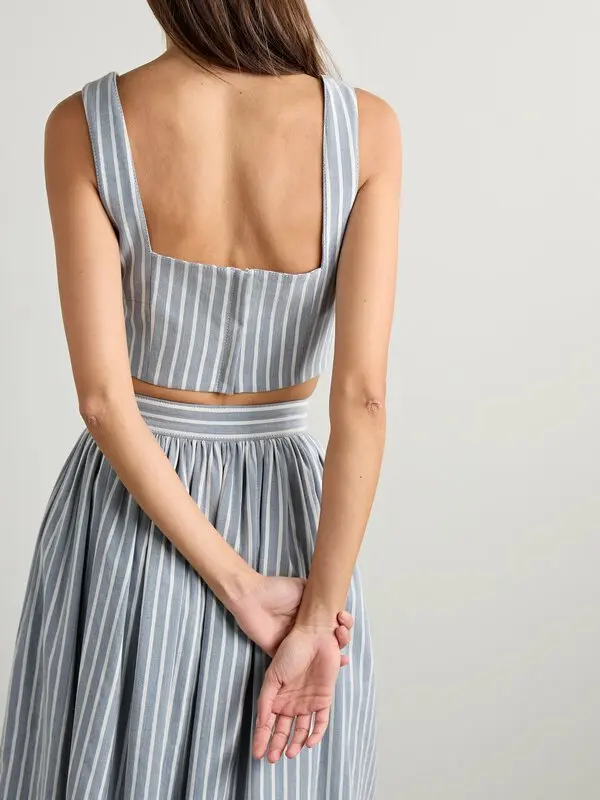 Adam Lippes Quinn Striped Denim Top - Blue