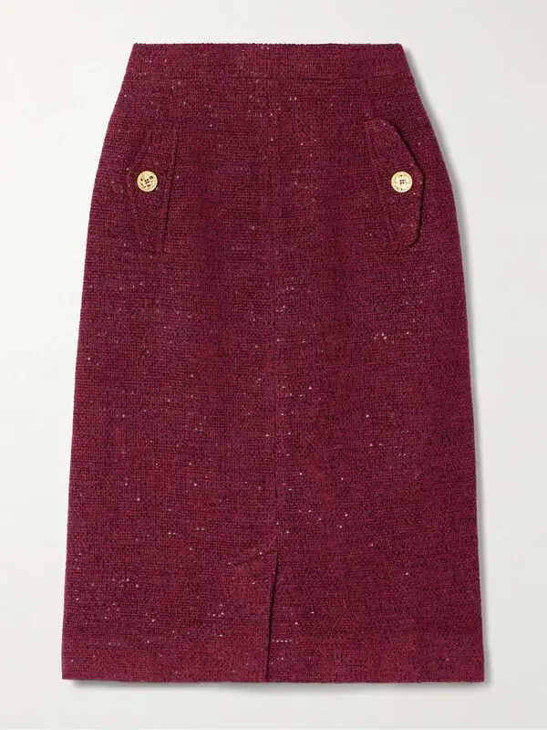 Alessandra Rich Sequin-embellished Tweed Skirt