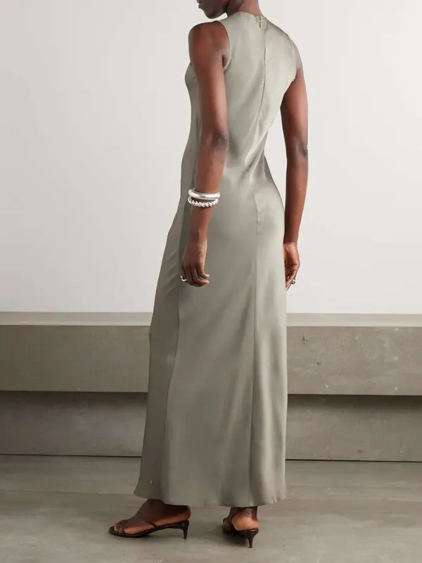 Ami Satin-crepe Maxi Dress - Grey