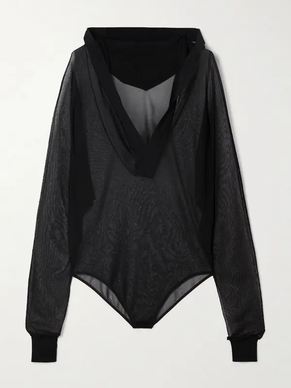 Alaïa Hooded Jersey Bodysuit - Black