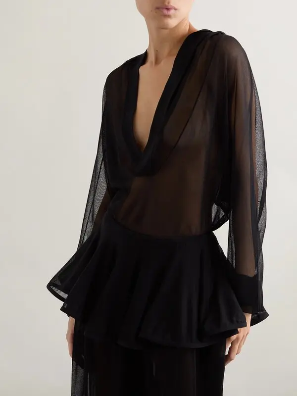 Alaïa Hooded Jersey Bodysuit - Black
