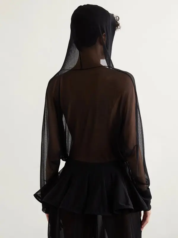 Alaïa Hooded Jersey Bodysuit - Black