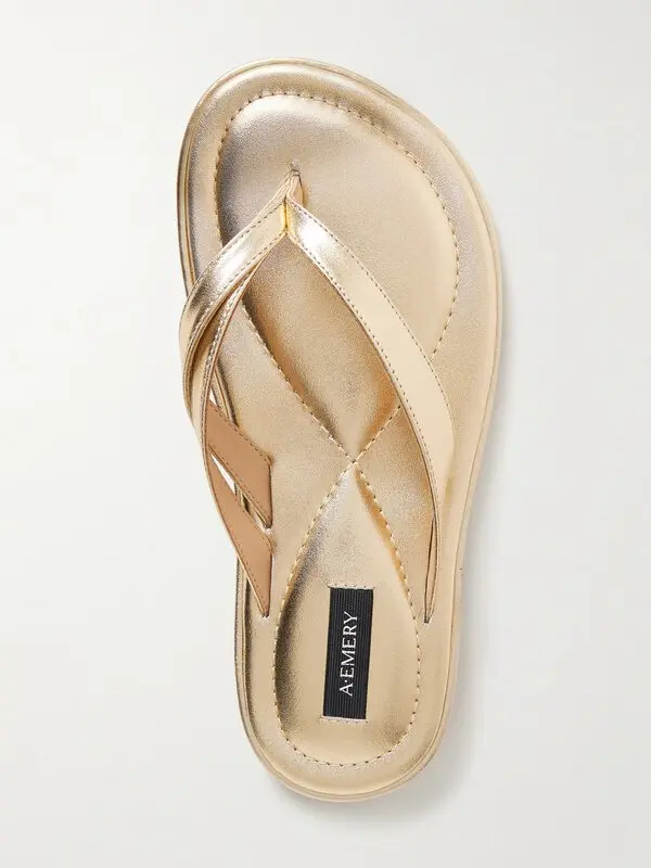 A.emery Morgan Metallic Leather Flip Flops