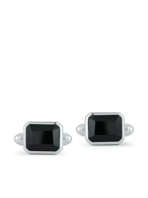 Mateo Sterling Onyx Cufflinks - Silver