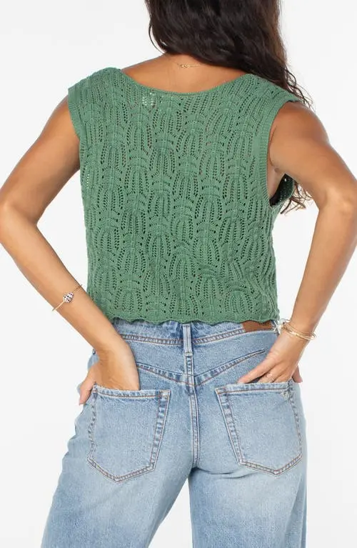 Roxy Beach Bound Cotton Crop Sweater Vest - Loden Frost Solid