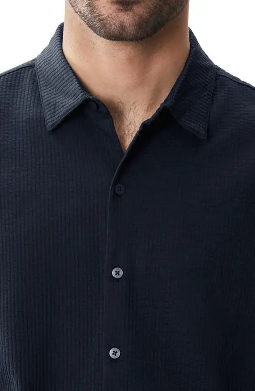 Robert Barakett Manny Short Sleeve Knit Button-up Shirt - Navy