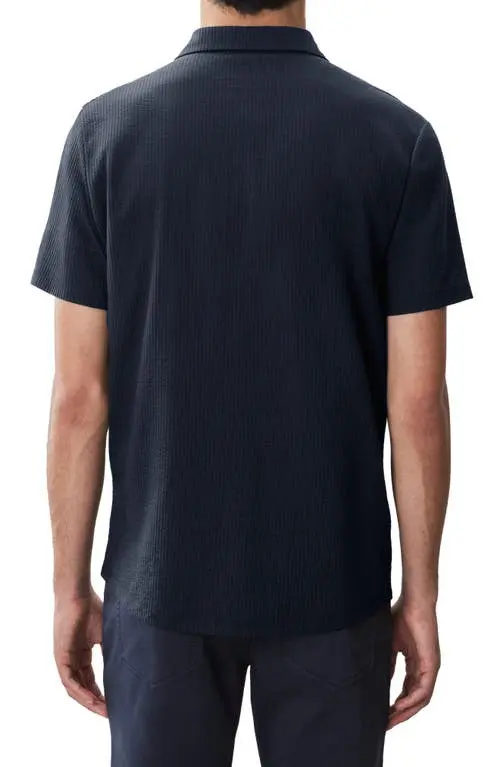 Robert Barakett Manny Short Sleeve Knit Button-up Shirt - Navy