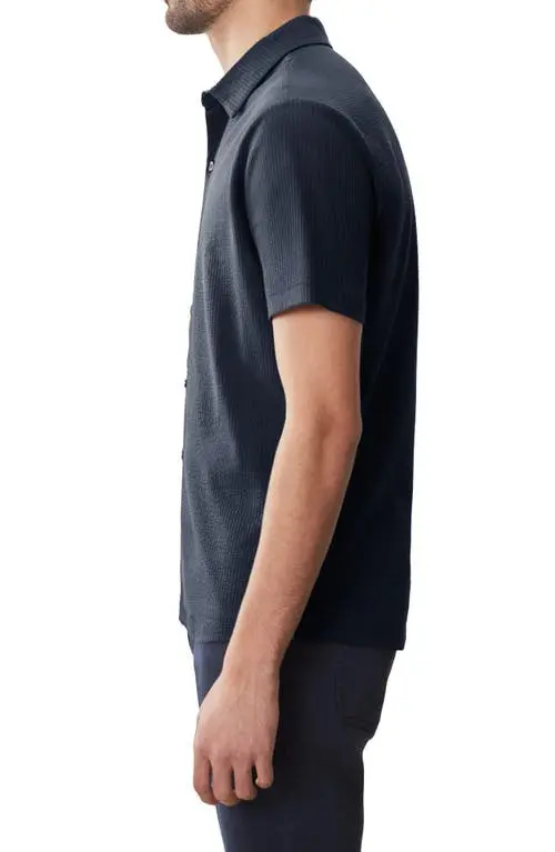Robert Barakett Manny Short Sleeve Knit Button-up Shirt - Navy