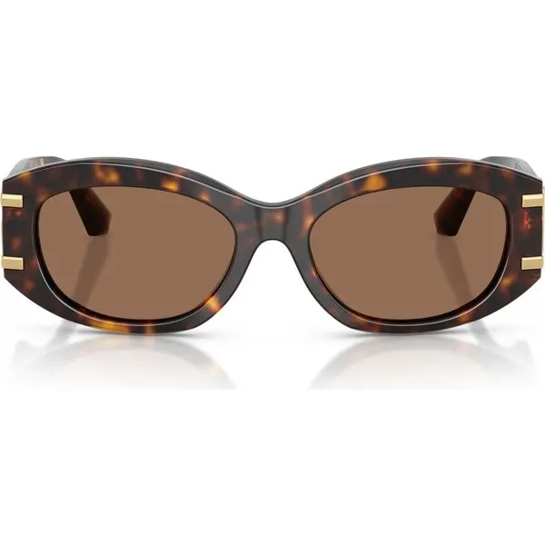 Dolce & Gabbana 55mm Oval Sunglasses - Havana / Dark Brown