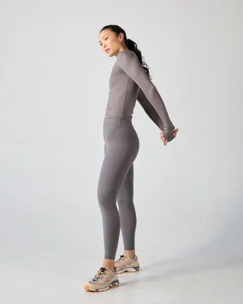 DAUGHTER LESSONS Performance Slip Long Sleeve Top - Dark Gray