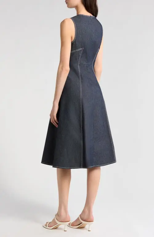 Vince Camuto Denim Fit & Flare Midi Dress